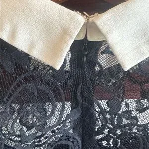Maison Jules | Dresses | Maison Jules Black Sheer Lace Yoke Dress With ...